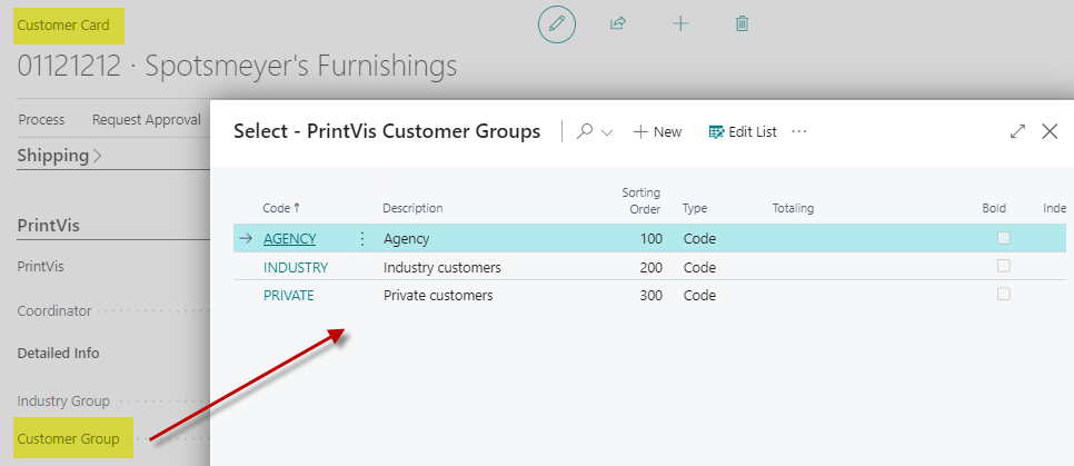 Customer Groups - PrintVis Documentation